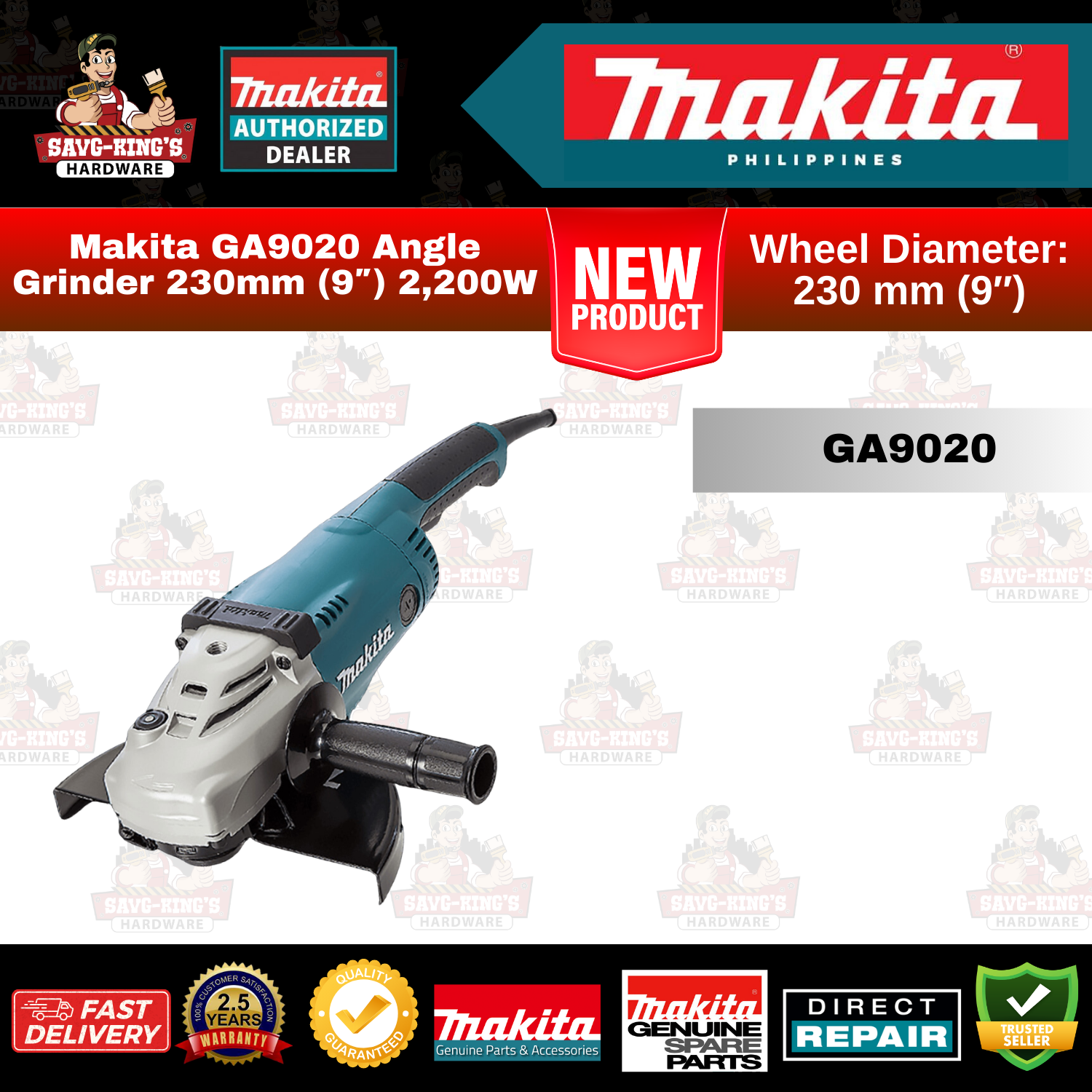 Makita GA9020 Angle Grinder 230mm (9″) 2,200W SAVG-KING'S HARDWARE TRADING