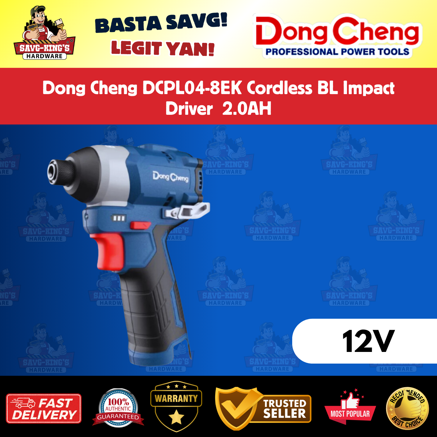 Dong Cheng Dcpl04 8ek Cordless Brushless Impact Driver 12v 2 0ah Savg