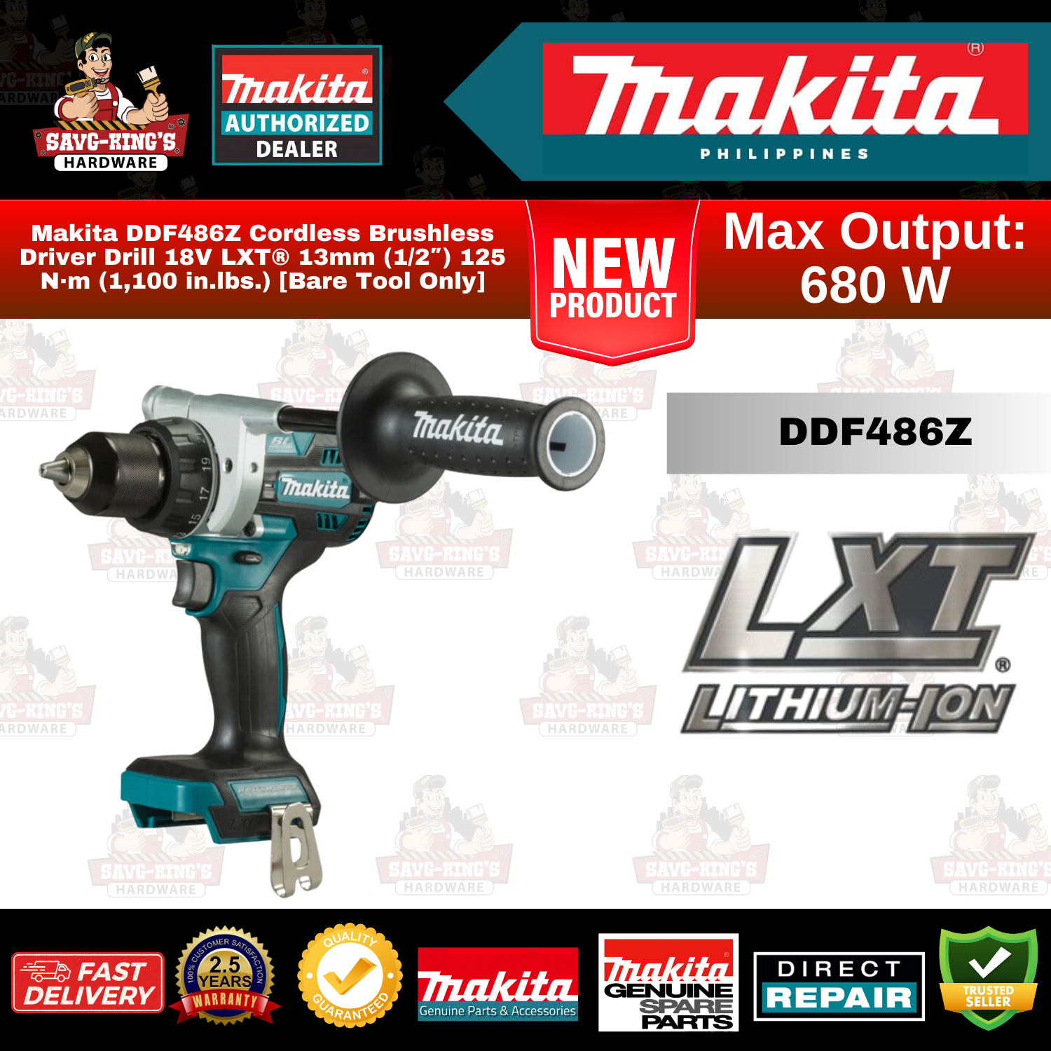 Makita DDF486Z Cordless Brushless Driver Drill 18V LXT® 13mm (1/2″) [Bare Tool Only] SAVG-KING'S ...