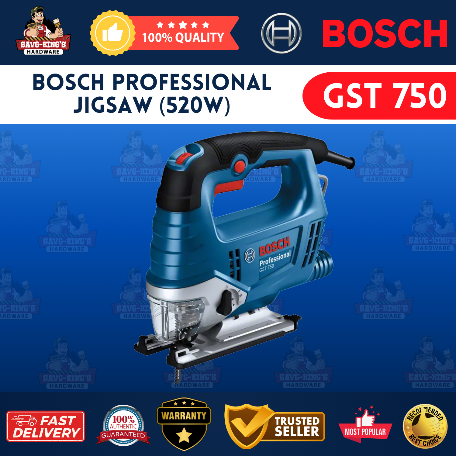 Bosch GST 750 Professional Jigsaw (520W) SAVG-KING'S HARDWARE TRADING
