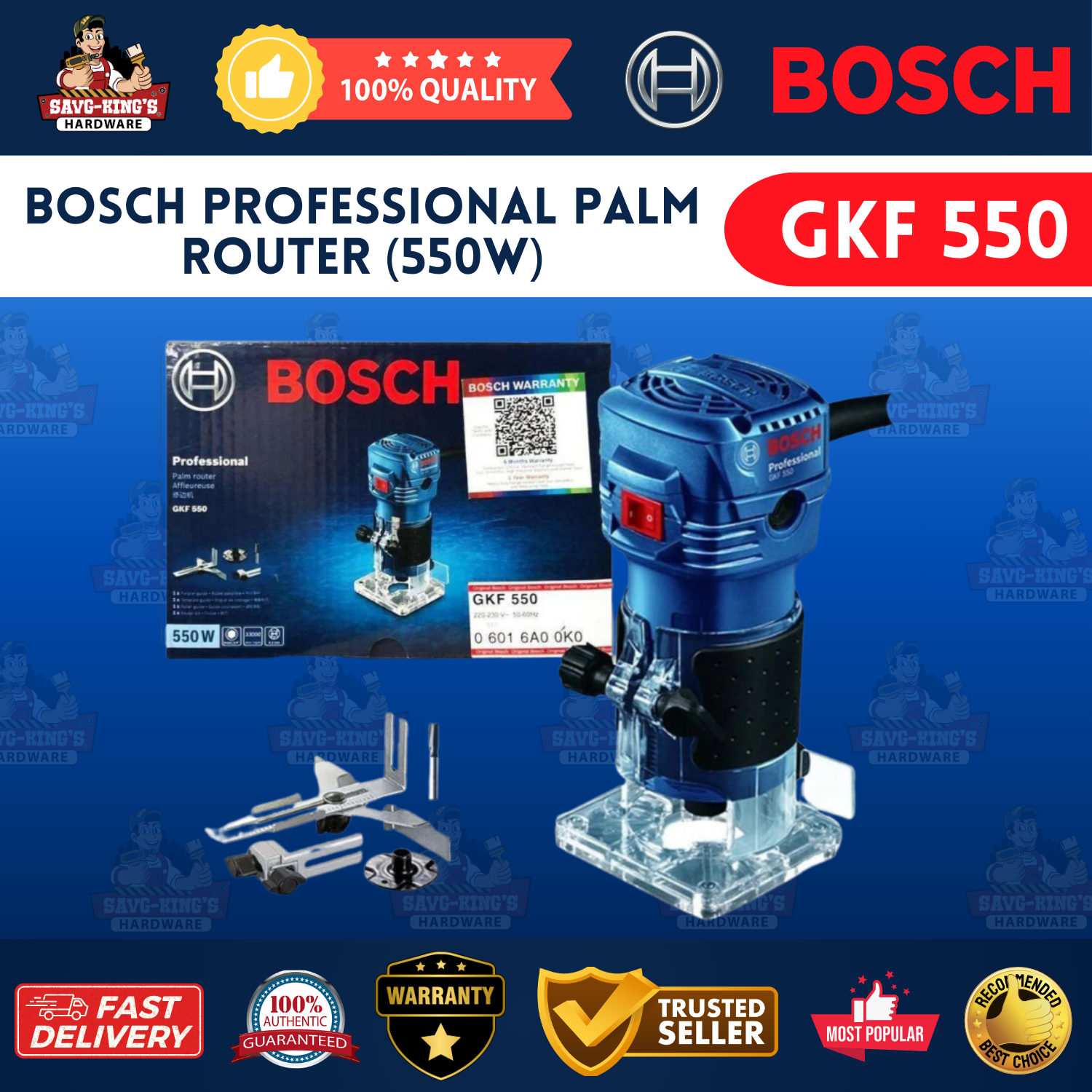 Bosch GKF 550 Professional Palm Router (550W) SAVG-KING'S HARDWARE TRADING