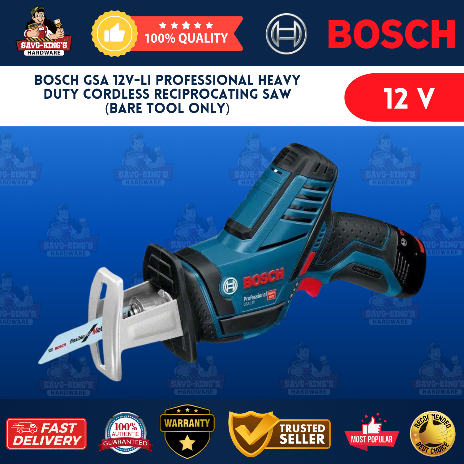 Bosch GSA 12V-LI Professional Heavy Duty Cordless Reciprocating Saw ...