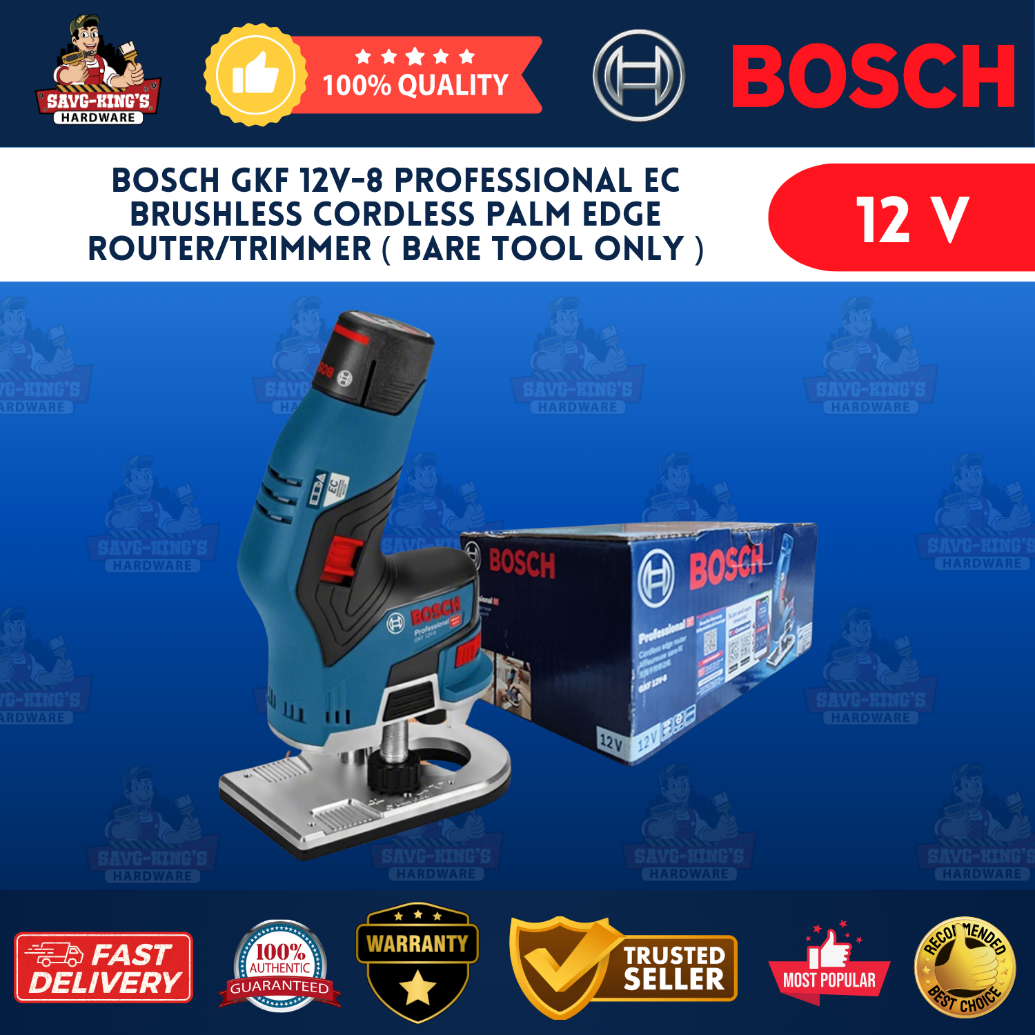 Bosch GKF 12V-8 Professional EC Brushless Cordless Palm Edge Router ...