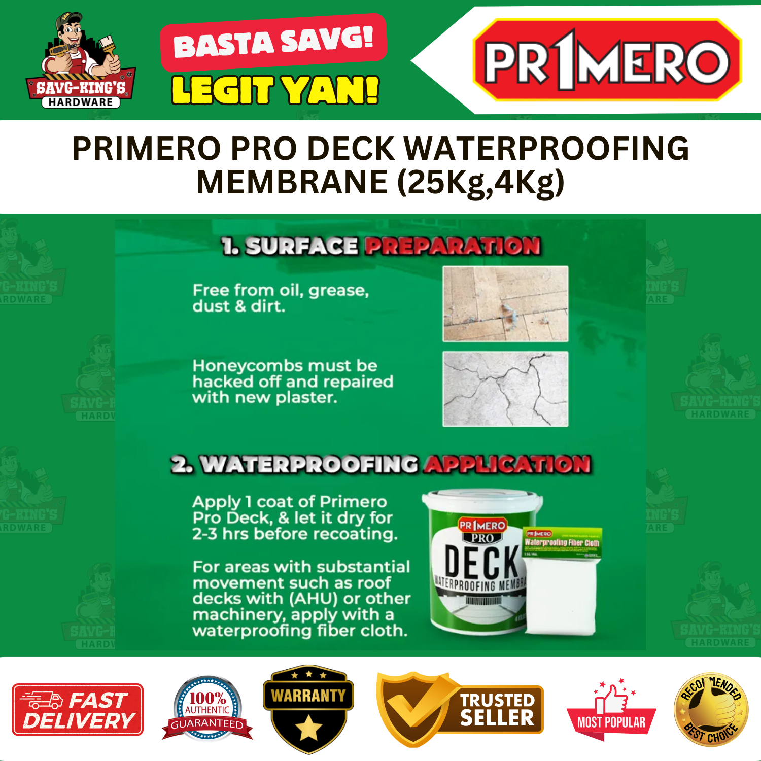 PRIMERO PRO DECK WATERPROOFING MEMBRANE (25Kg,4Kg) SAVG-KING'S HARDWARE ...