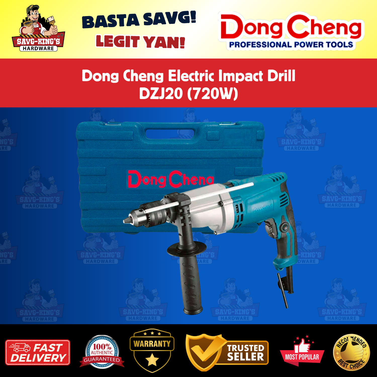 Dong Cheng DZJ20 Electric Impact Drill (720W) SAVG-KING'S HARDWARE TRADING