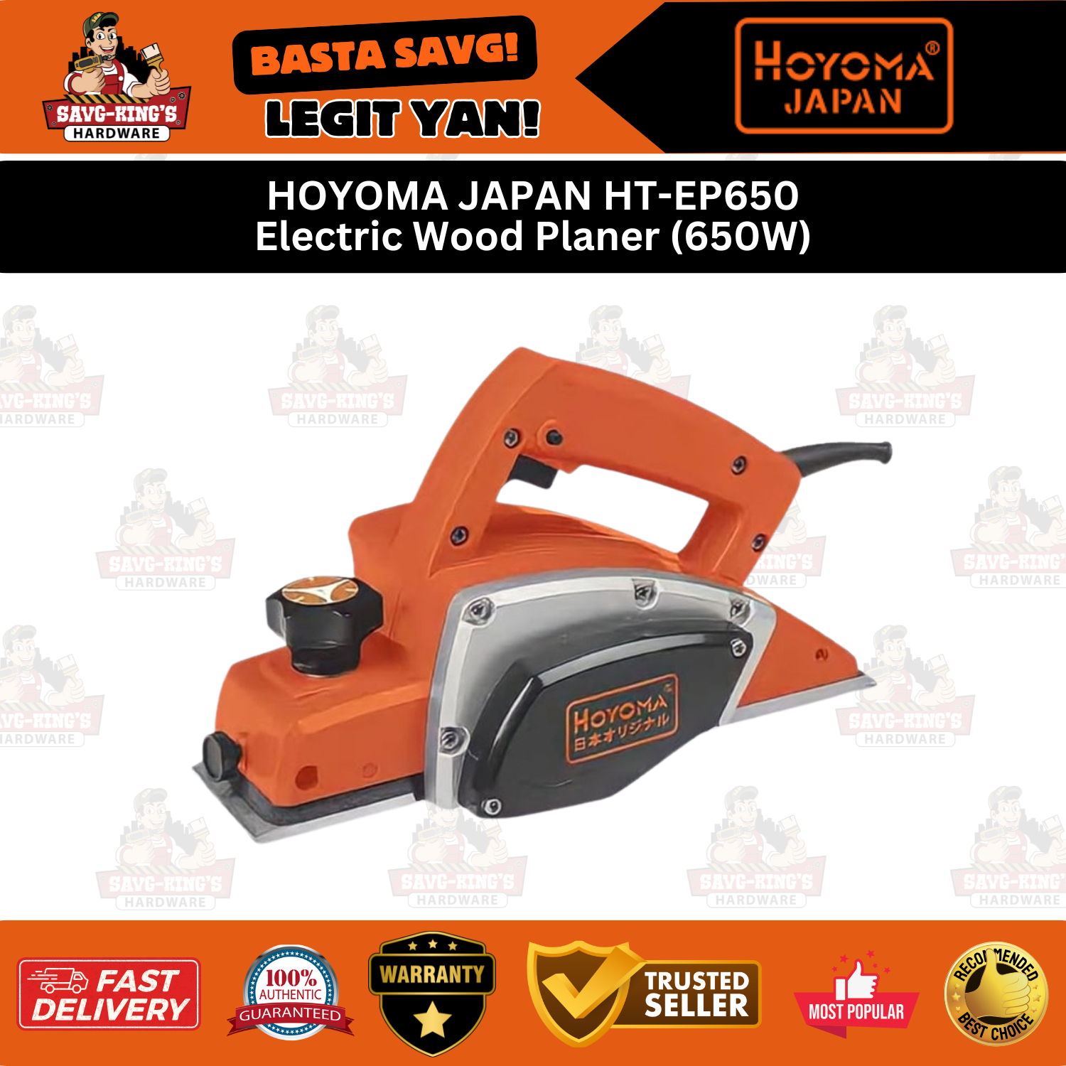HOYOMA JAPAN HT-EP650 Electric Wood Planer (650W) SAVG-KING'S HARDWARE TRADING