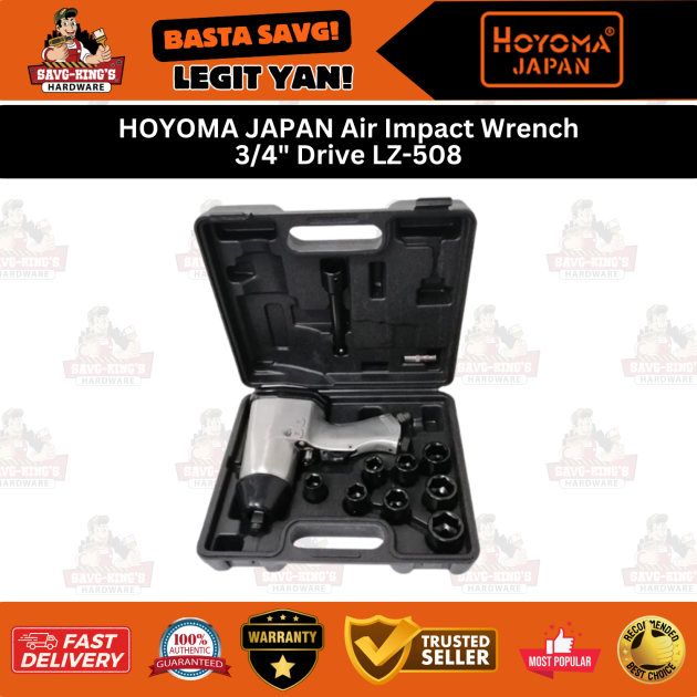 HOYOMA JAPAN Air Impact Wrench 3/4" Drive LZ-508 SAVG-KING'S HARDWARE ...