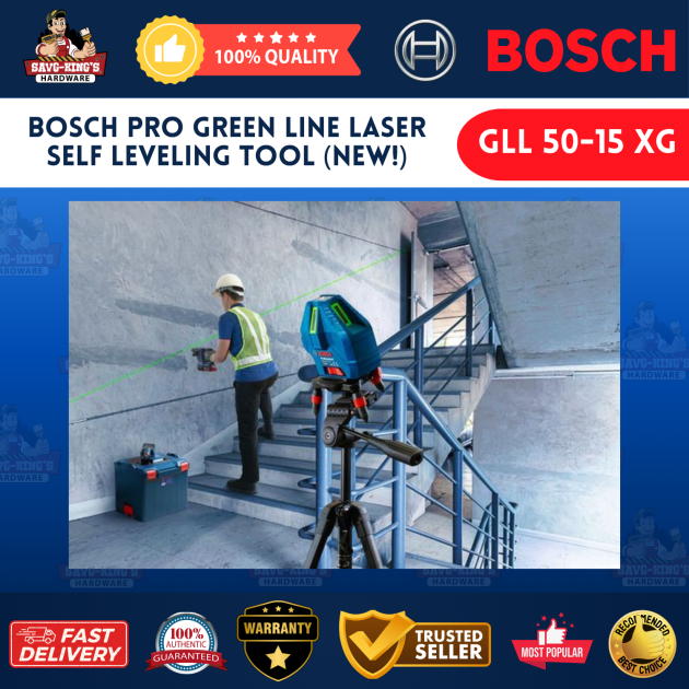 BOSCH GLL 50-15 XG PROFESSIONAL GREEN LINE LASER SELF LEVELING TOOL ...