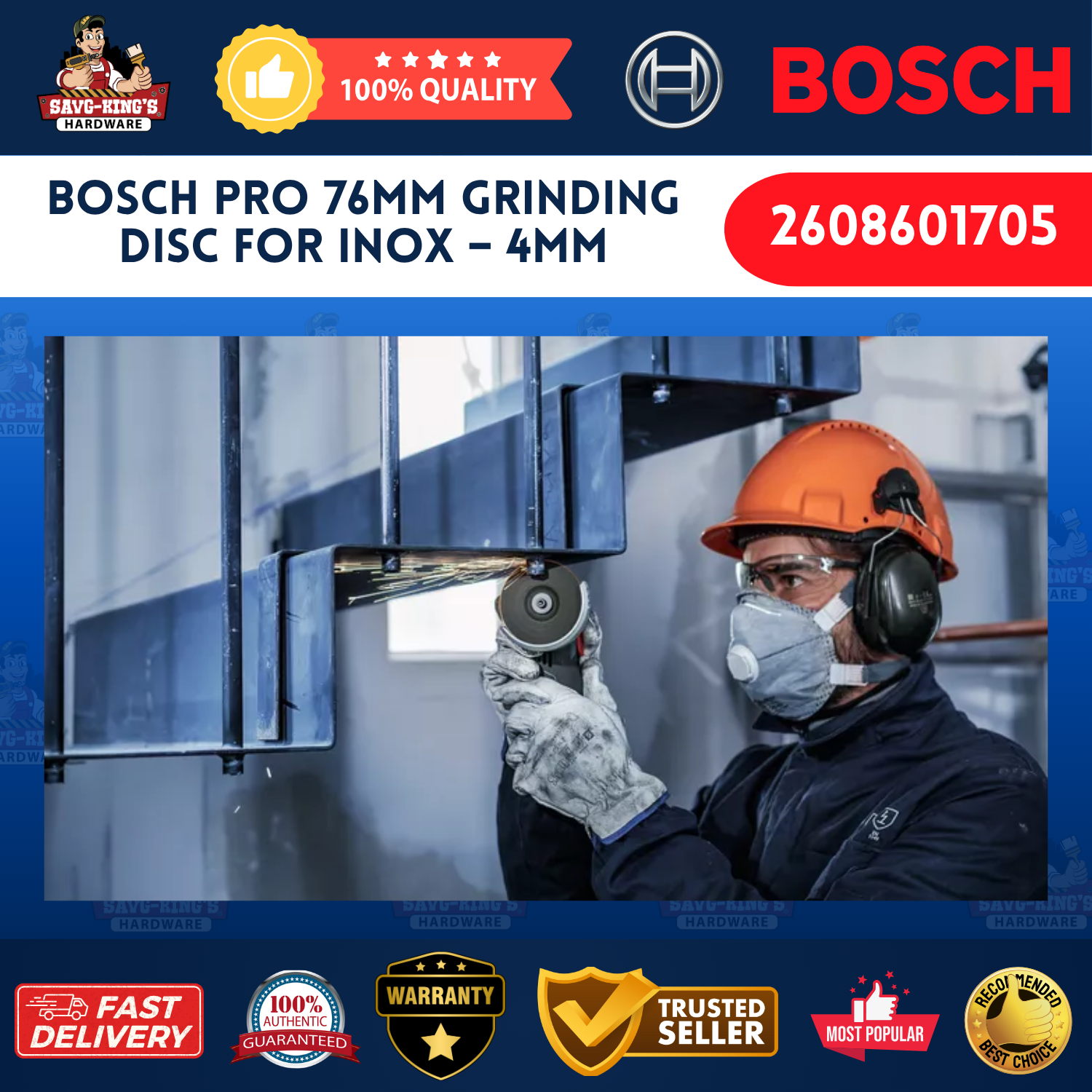 BOSCH PRO 76MM GRINDING DISC FOR INOX – 4MM (2608601705) SAVG-KING'S ...