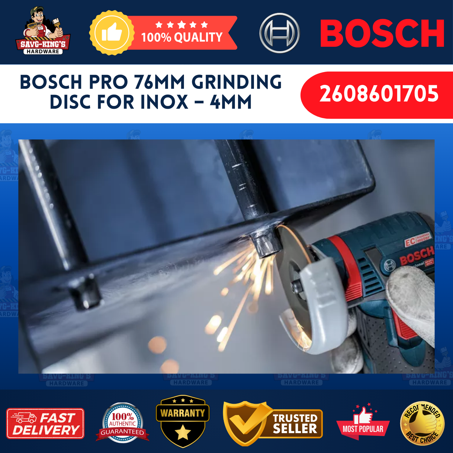 BOSCH PRO 76MM GRINDING DISC FOR INOX – 4MM (2608601705) SAVG-KING'S ...
