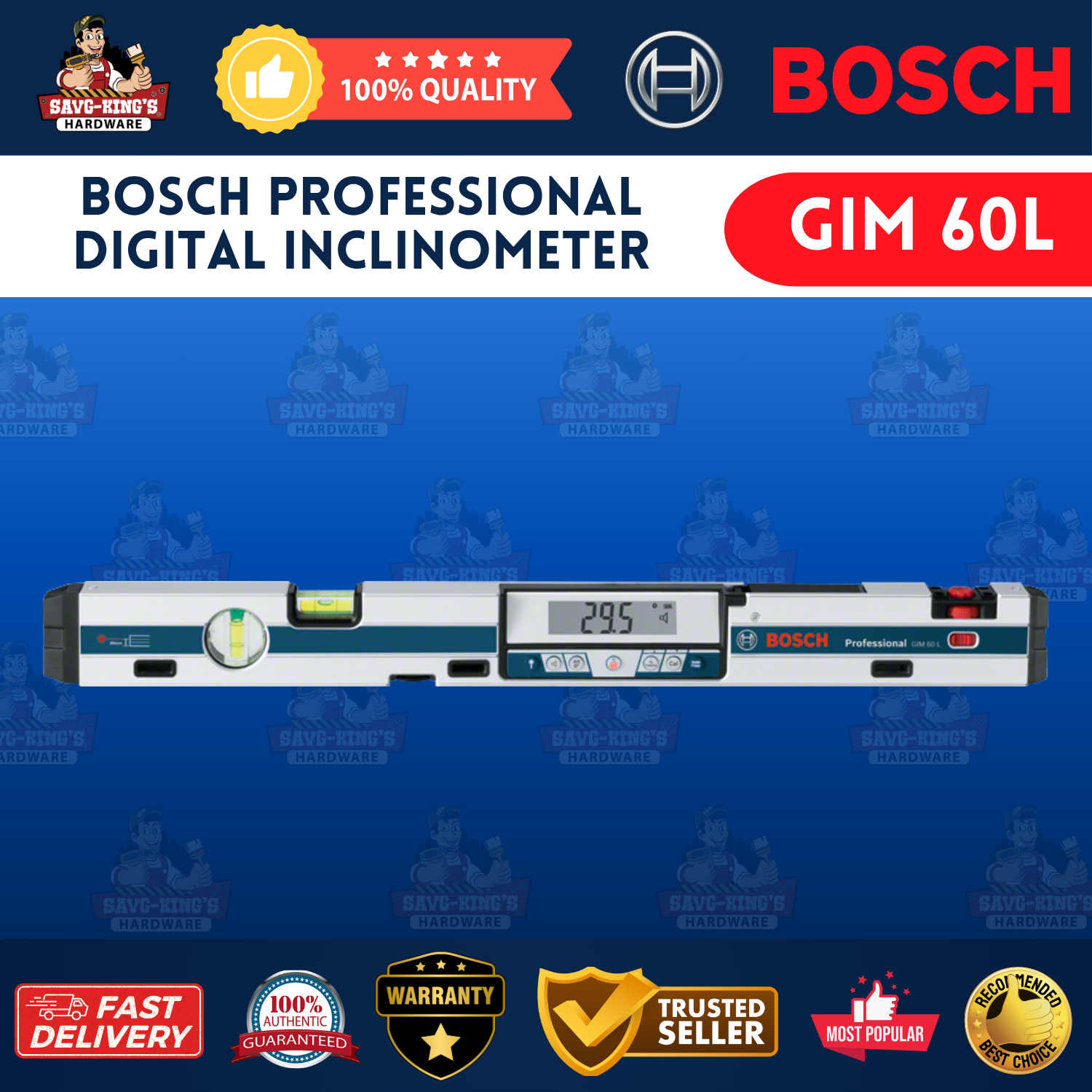 BOSCH PROFESSIONAL GIM 60 L DIGITAL INCLINOMETER SAVG-KING'S HARDWARE ...
