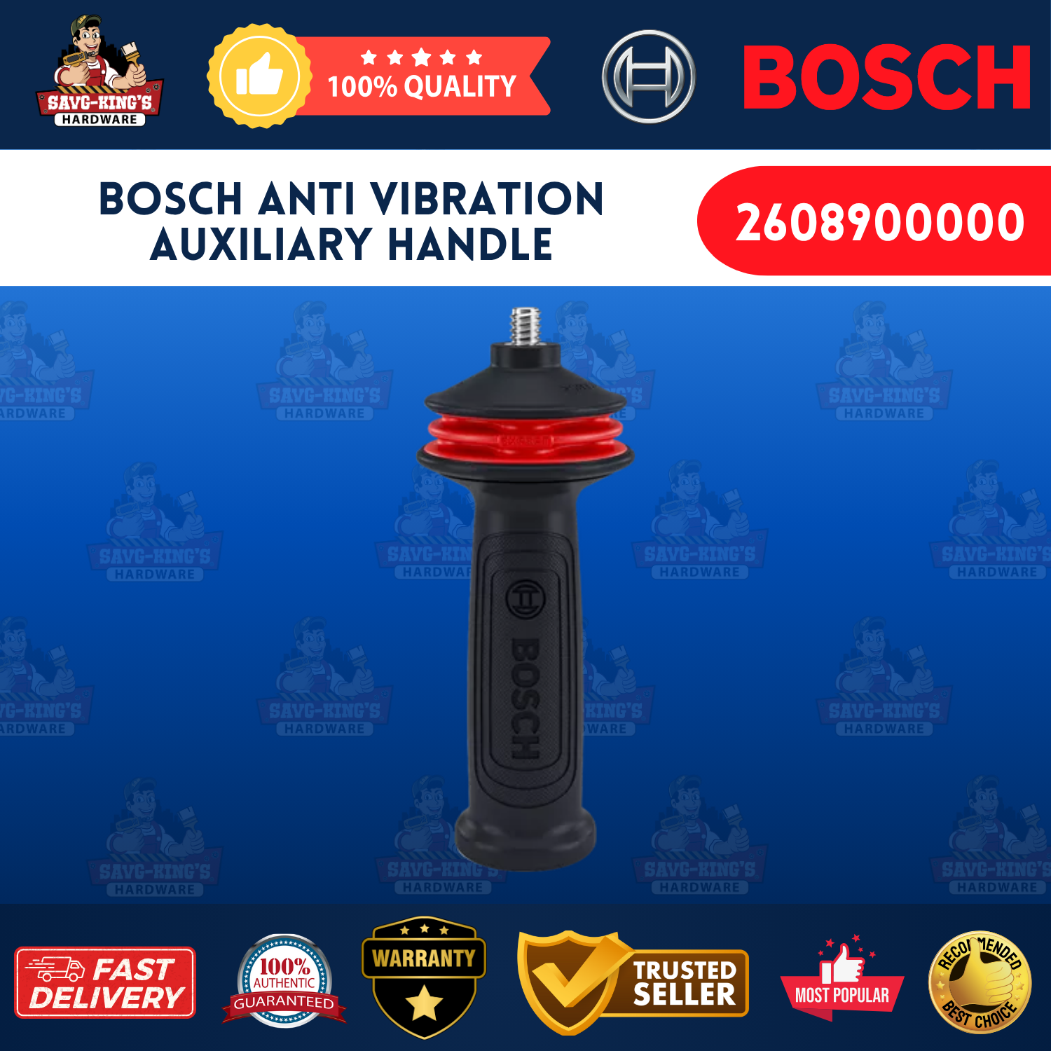 Bosch Anti Vibration Auxiliary Handle (2608900000) SAVG-KING'S HARDWARE ...