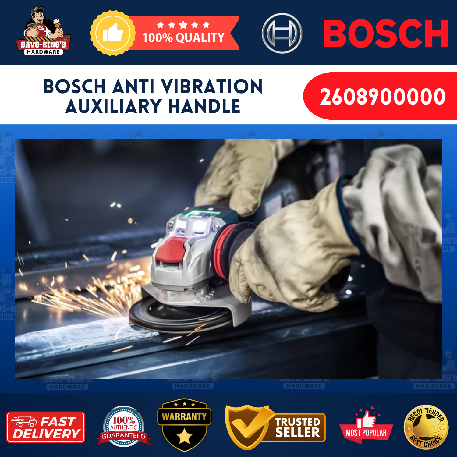 Bosch Anti Vibration Auxiliary Handle (2608900000) SAVG-KING'S HARDWARE ...