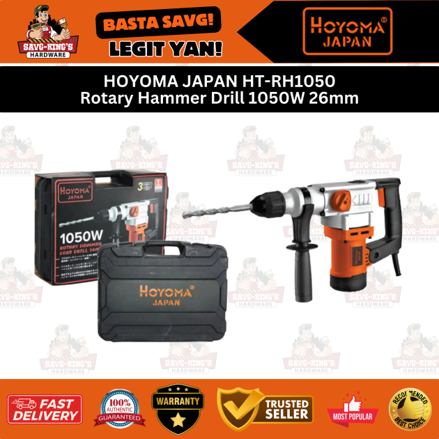 HOYOMA JAPAN HT-RH1050 Rotary Hammer Drill 1050W 26mm w/ hard case 6 ...